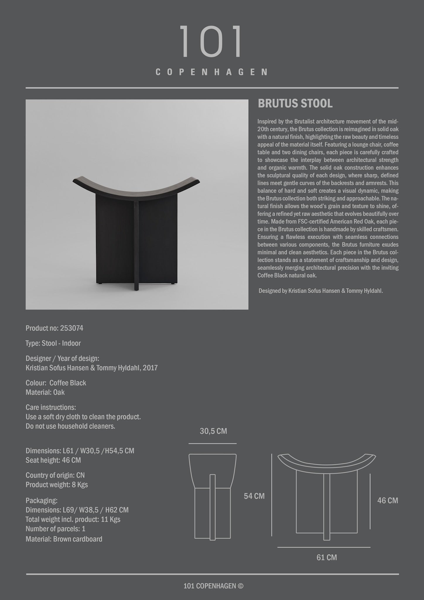 Brutus Black Oak Stool – INHAUS
